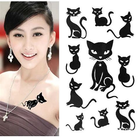 Sexy Black Cats Temporary Tattoo Body Art Arm Flash Tattoo Stickers