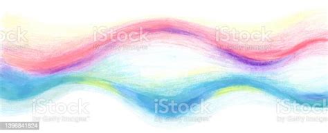 손으로 그린 핑크와 블루의 상쾌한 파도가 있는 배경 텍스처 색연필에 대한 스톡 사진 및 기타 이미지 색연필 크레파스 그리기 Istock