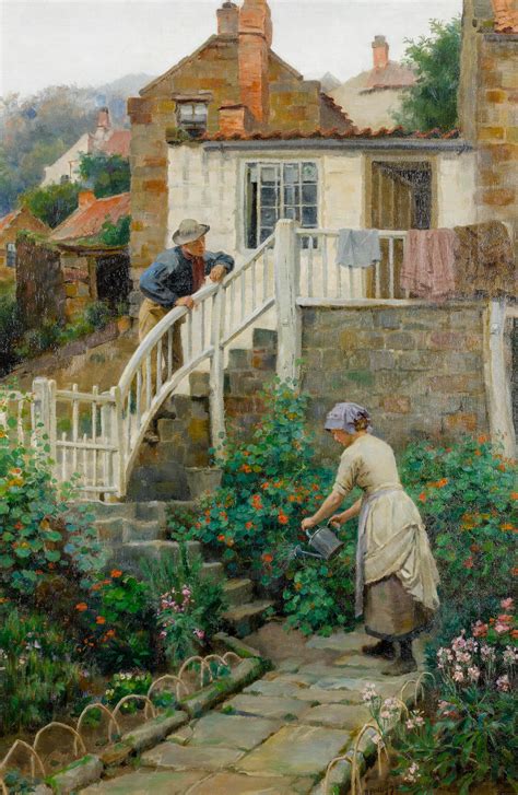 Bonhams Ralph Hedley British 1848 1913 Watering The Garden