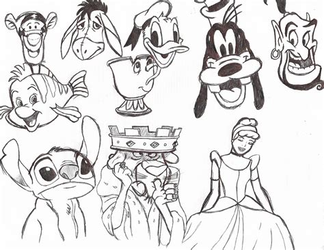 Disney Cartoon Characters Black And White