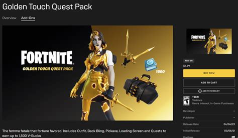 Golden Touch Quest Pack Is Back In The Store Fortnitebr