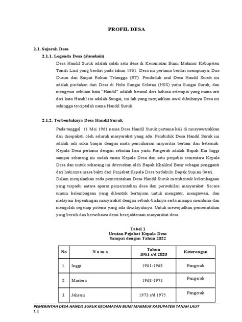 Gambaran Umum Profil Desa Handil Suruk 2022 Pdf