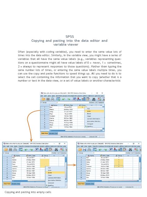 spss copying and pasting into the data editor and variable viewer pdf