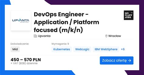 Praca Devops Engineer Application Platform Focused Mkn Devops Upvanta Wrocław No