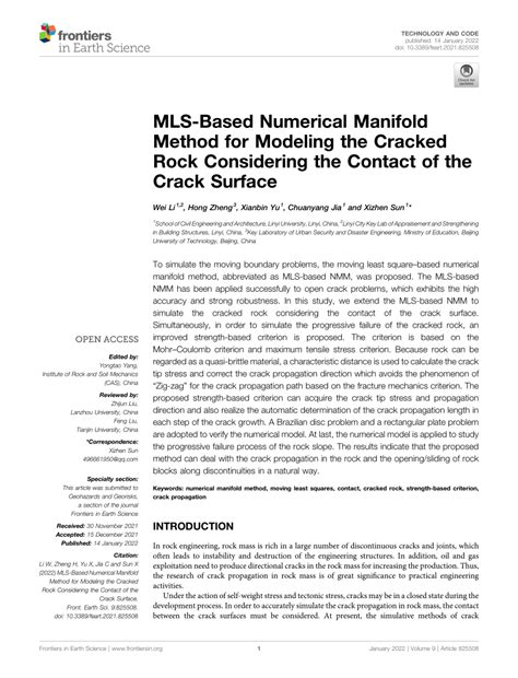 Pdf Mls Based Numerical Manifold Method For Modeling The Cracked Rock Considering The Contact
