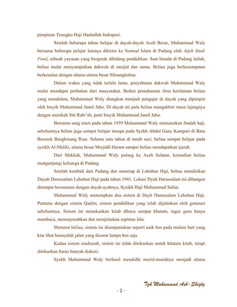Biografi Singkat Syeikh Muhammad Muda Waly Al Khalidy Pdf