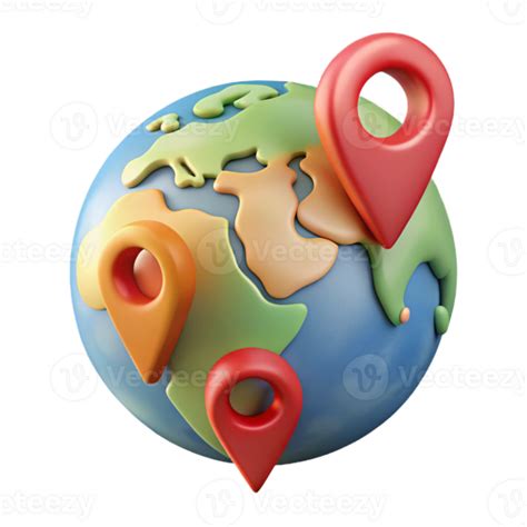 Magnificent Classic World Map With Pins Isolated Element Exclusive