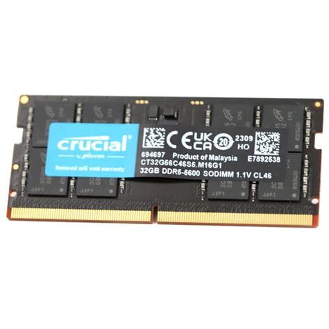 Crucial 64gb 2 X 32gb 262 Pin Ddr5 So Dimm 5600 Laptop Memory Ct2k32g56c46s5 Ebay