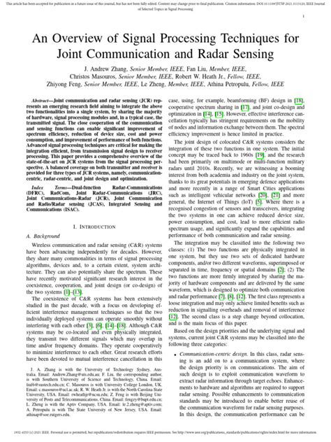 An Overview Of Signal Processing Techniques For Joint Communication And