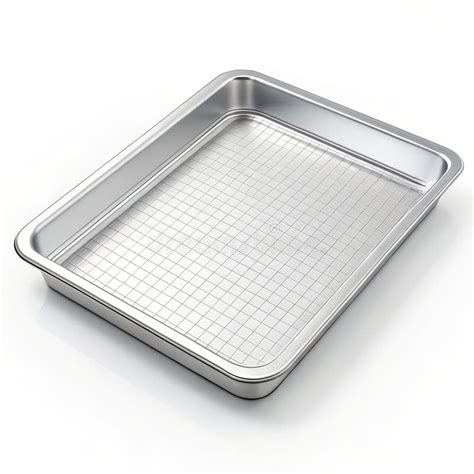 Stainless Steel Baking Pan With Wire Rack On White Kitchenware
