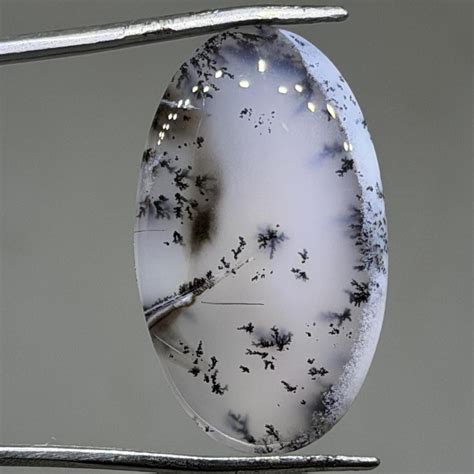 100 Natural Dendritic Agate Cabochon 29x12x5 Oval Landscape Stone
