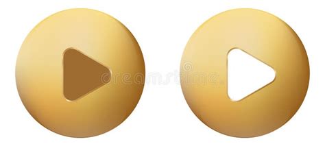 Gold 3d Play Round Button Golden Play Button Stock Vector