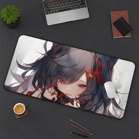 Yandere Cat Girl Desk Mat Anime Mouse Pad Etsy