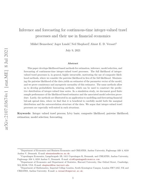Pdf Inference And Forecasting For Continuous Time Integer Valued Trawl Processes And Their Use