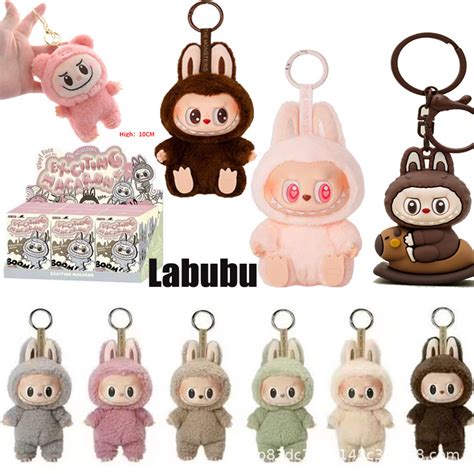 The Monsters Labububupu POP MART Ngồi Macaron thú vị Hộp mù mặt Vinyl Labubupu Móc khóa