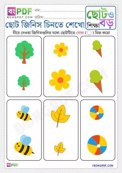Circle The Small Objects Worksheets Bengali Download Bongpdf