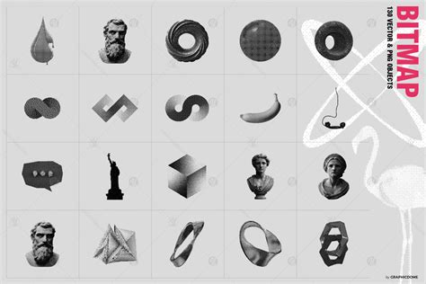 Dither Bitmap Vector PNG Set On Yellow Images Creative Store