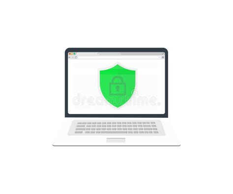Computer Laptop Online Protection Shield On Internet Browser Web Site Logo Design Secure