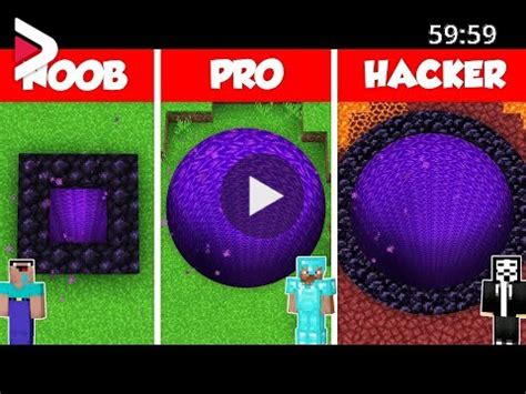NETHER PORTAL TUNNEL BASE HOUSE BUILD CHALLENGE NOOB Vs PRO Vs HACKER