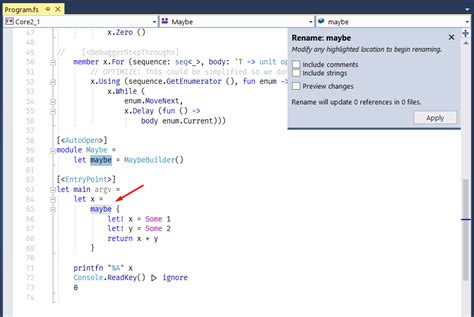 Rename Does Not Work On Net Core Project Issue Dotnet
