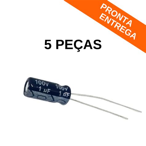 Kit 5 Peças Capacitor Eletrolítico 1uf 1mf 100v 5x11 105º Ketuo Capacitores Achei