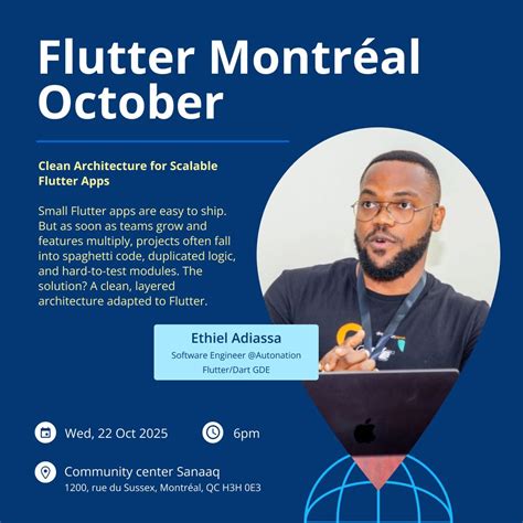Flutter Fluttermontreal Mobiledev Cleanarchitecture Appdevelopment Montrealtech Techevent