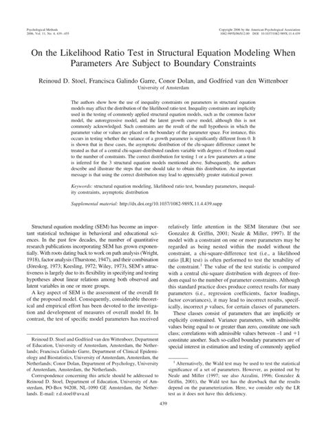 Pdf On The Likelihood Ratio Test In Structural Equation Modeling When