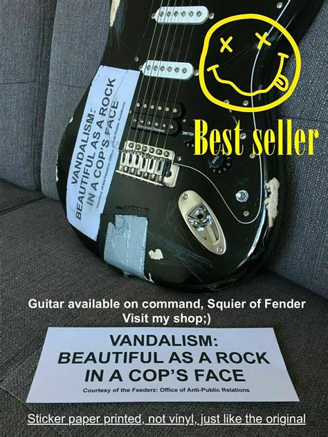 Kurt Cobain Nirvana Strat Guitar Sticker Beautiful As A Rock In A Face