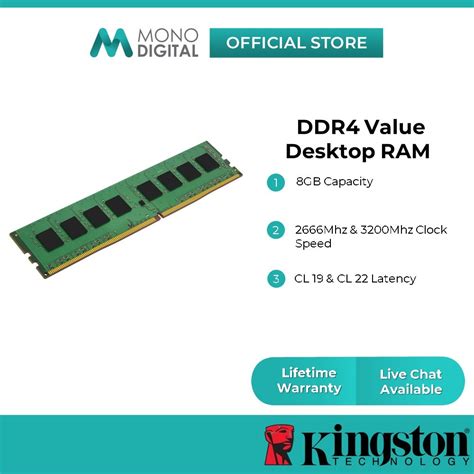 kingston value ram 8gb 3200mhz 2666mhz ddr4 non ecc cl19 cl22
