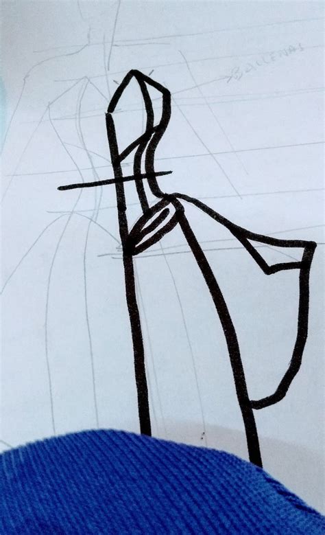 Boceto Figurín De Vestido Alta Costura Líneas Y Proporción Con