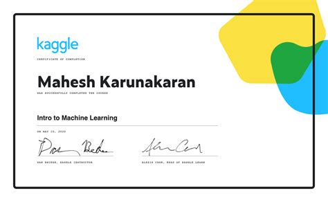 mahesh karunakaran completed the intro to machine learning course on
