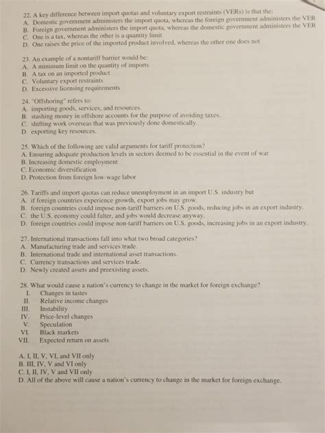 Solved 22 A Key Difference Between Import Quotas And Chegg