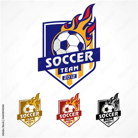 Football Team Academy Logo Ball In Fire Vector Design For Soccer Team