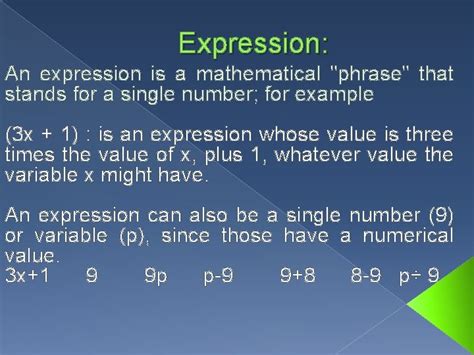 Expression An Expression Is A Mathematical Phrase That