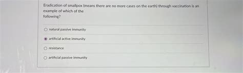 Solved Eradication Of Smallpox Means There Are No More