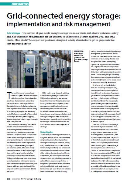 Grid Connected Energy Storage Implementation And Risk Management Pv Tech