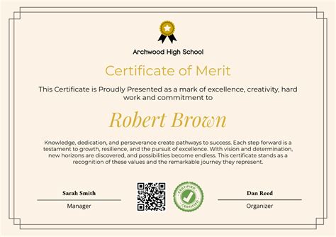 Free Merit Certificate Templates Certificate Of Merit Template