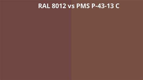 Ral 8012 Vs Pms P 43 13 C Ral Colour Chart Uk