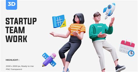 startup team work 3d illustration illustrations ft man and startup