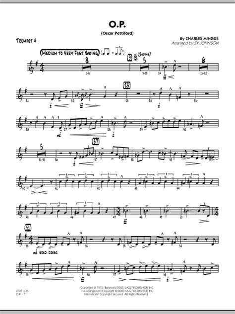Op Oscar Pettiford Trumpet 4 By Sy Johnson Sheet Music For Jazz