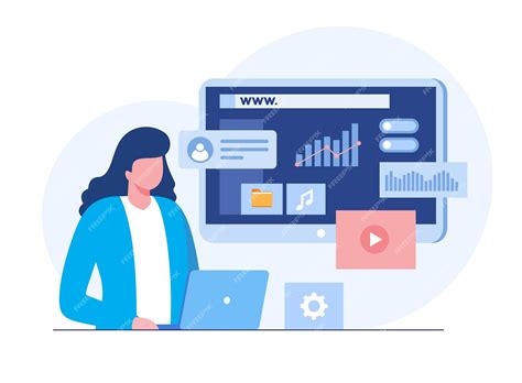Premium Vector Web Design Girl With A Laptop Ui Ux And Programmer