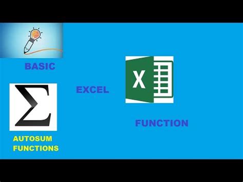 AUTOSUM Basic Functions EXCEL YouTube