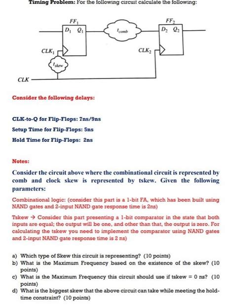 timing problem for the following circuit calculate