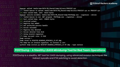 postdump a stealthy lsass minidump tool for red team operations