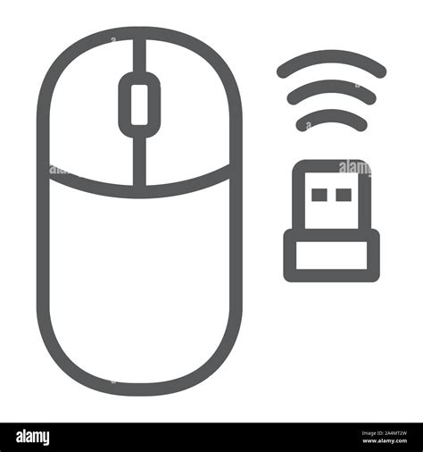 Wireless Mouse Line Icon Cursor And Device Computer Mouse Sign