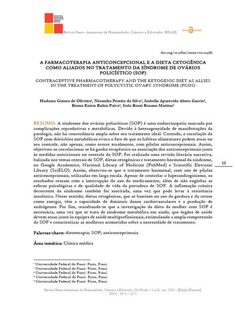 A Farmacoterapia Anticoncepcional E A Dieta Cetogênica Como Aliados No