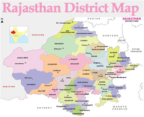 Rajasthan District List With Divisions Name New District In