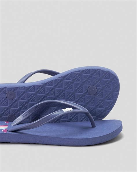 Shop Roxy Girls Viva Stamp Thongs In Blue Depths Fast Shipping