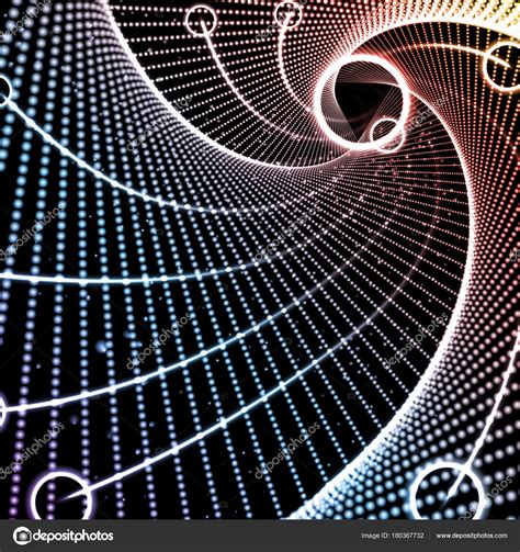 Vector Infinite Triangle Space Tunnel Of Glowing Points And Springs