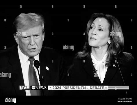 A Television Screen Shot Of The Sept 10 2024 Presidential Debate